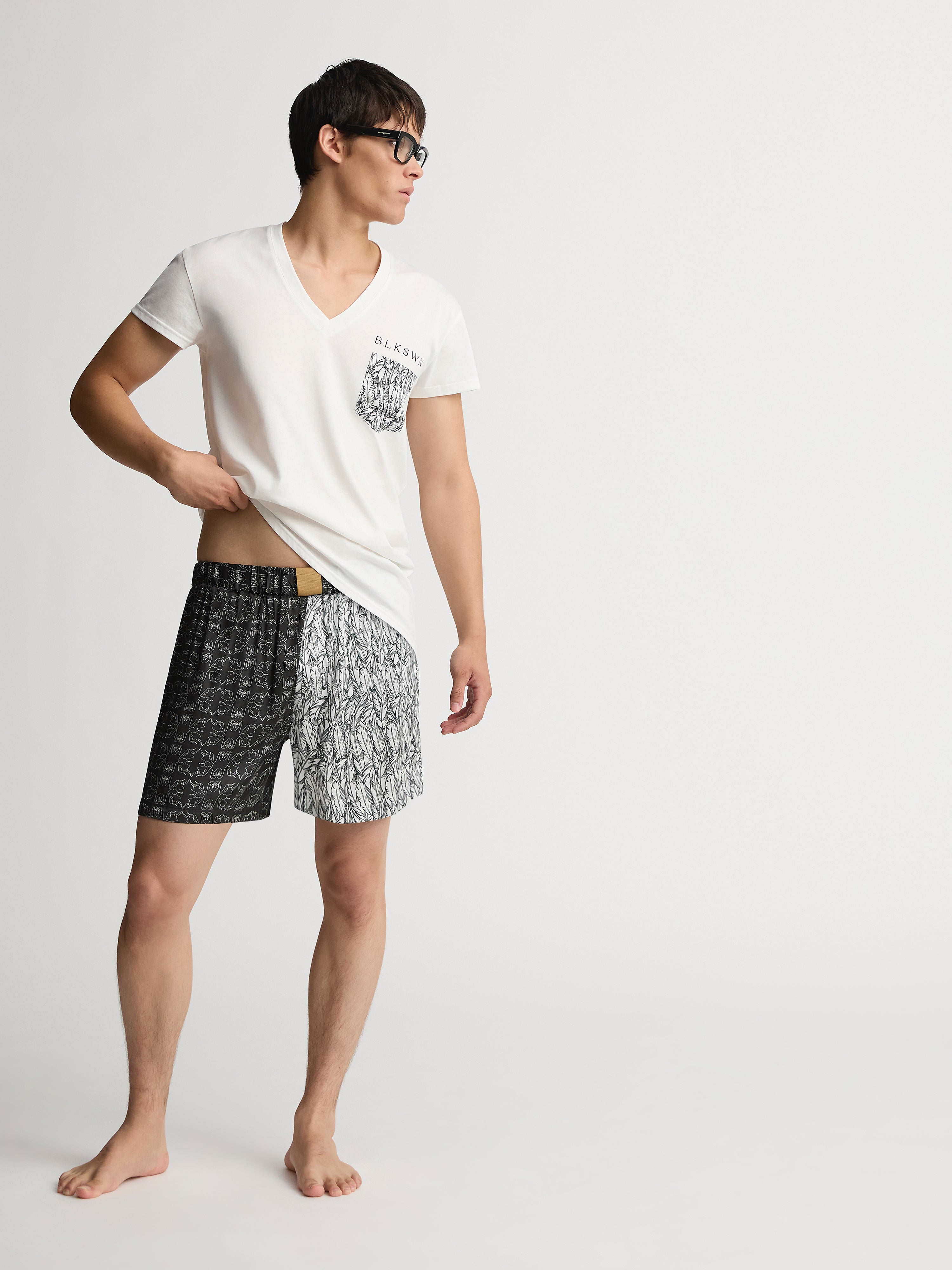 Feathers x SWN Monogram Unisex Short Pajamas Set | BLKSWN